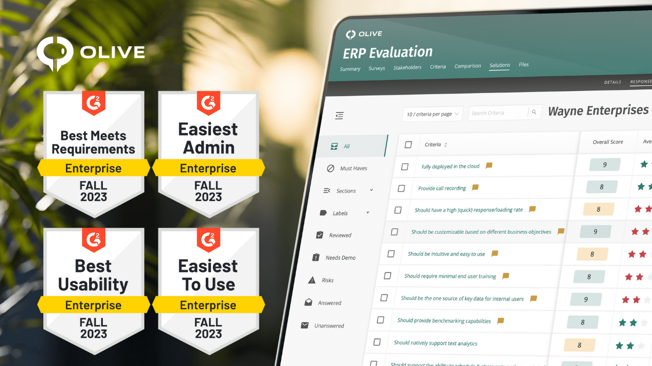 Olive Excels with 12 G2 Badges for Fall 2023! | Olive Technologies